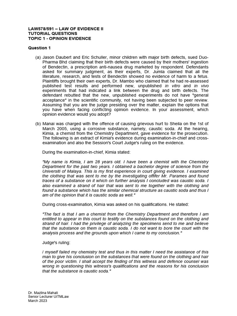 Conflicting Opinion Evidence in Law Cases | PDF | Radiation Therapy ...