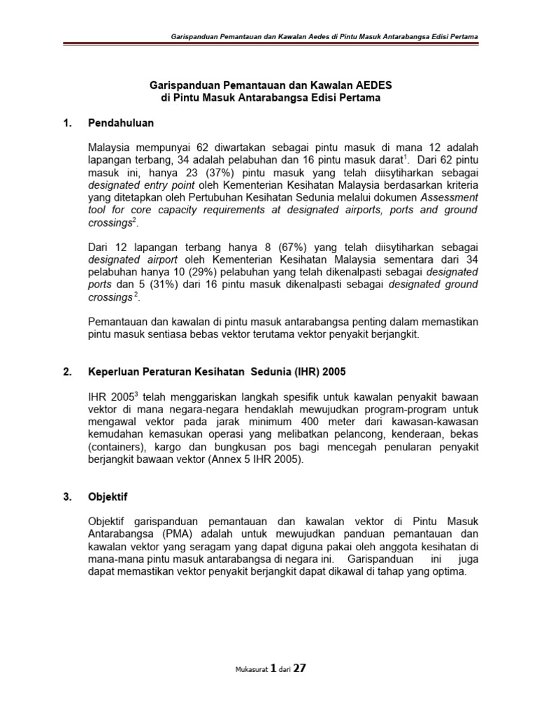 Garis Panduan Pemantauan & Kawalan Aedes Di PMA | PDF