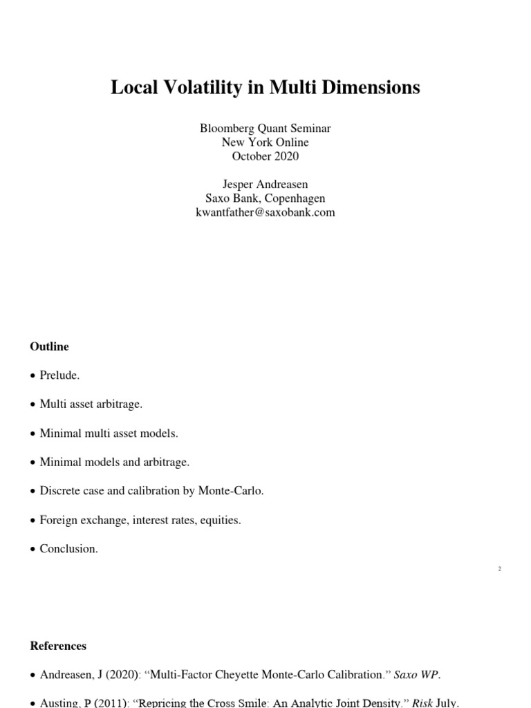 Loc Vol In Multi Dimension Pdf Option Finance Eigenvalues And Eigenvectors 