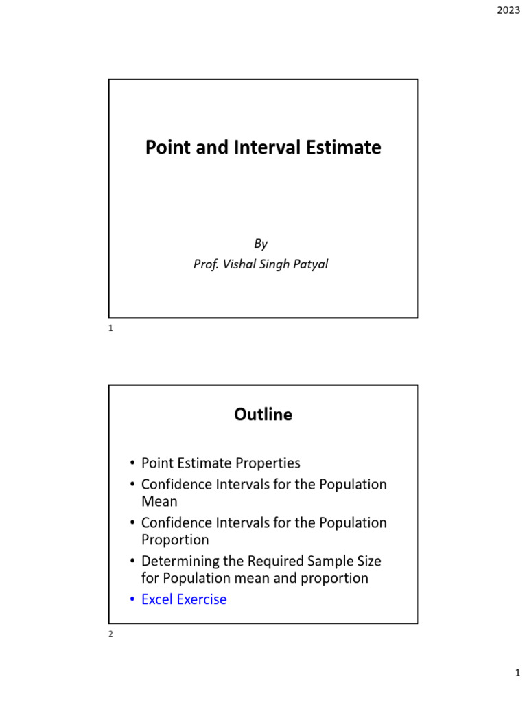 Session 11_12 Point and Interval Estimate | PDF | Estimator | Sample Size Determination