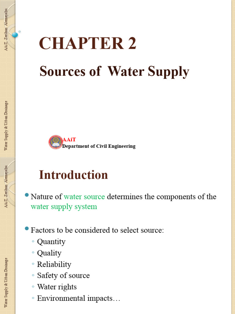 Ch2 WS Part 1 Sources of Water Supply | PDF