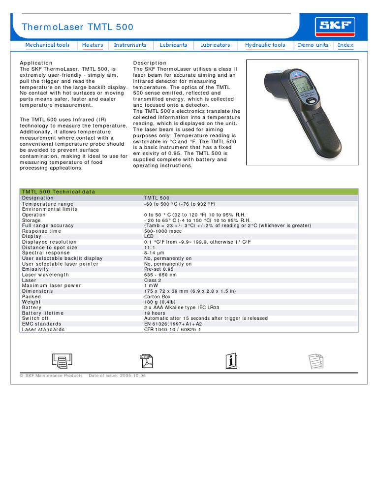 SKF ThermoLaser TMTL 500 Overview | PDF | Laser | Infrared