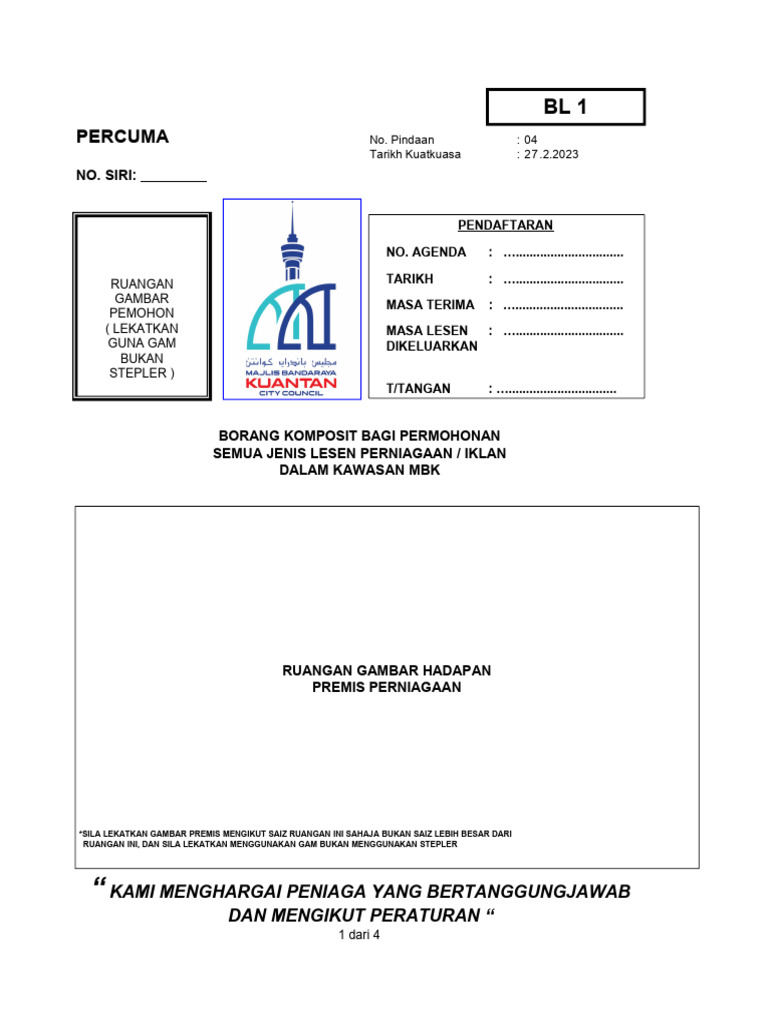 Borang BL1 2023 Feb | PDF