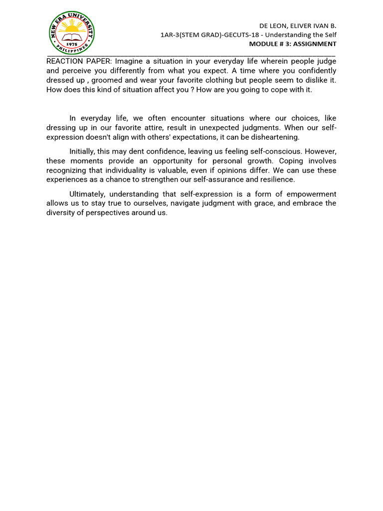 Assignment-Understanding The Self | PDF