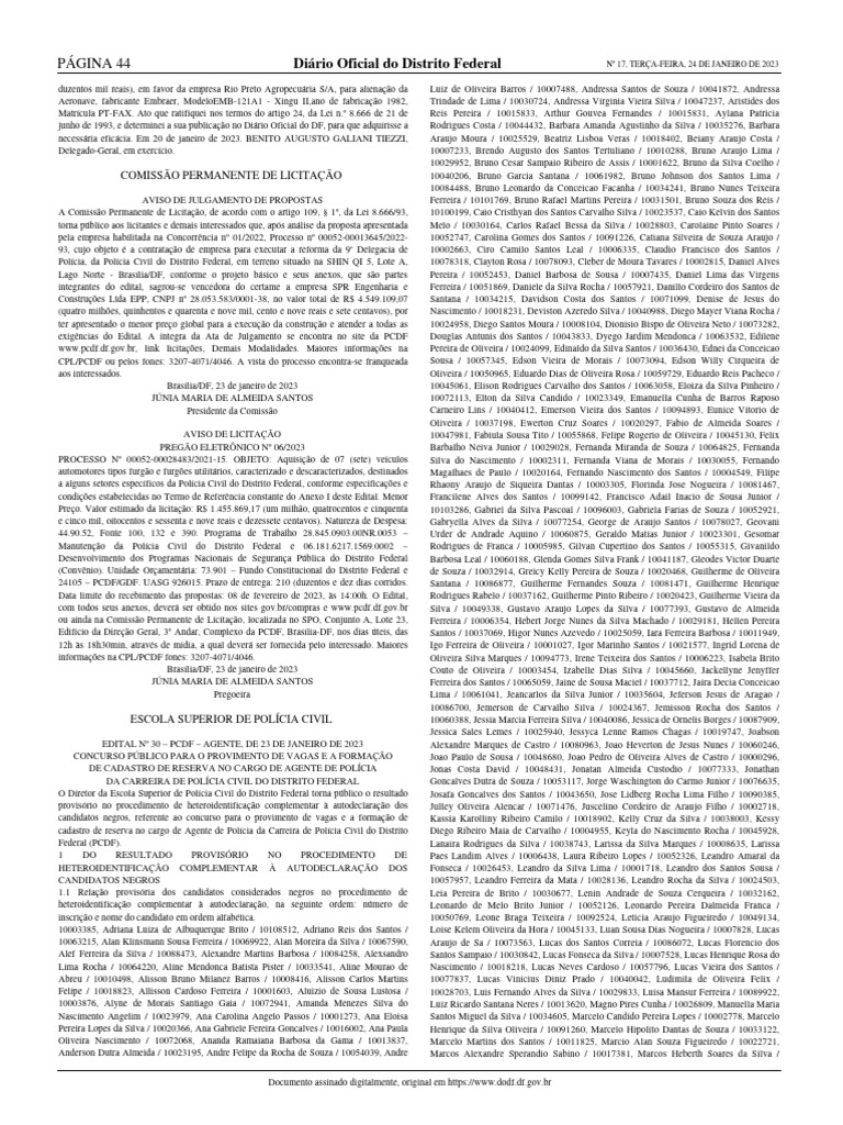 Concurso PCDF Agente Resultado Heteroidentificacao | PDF