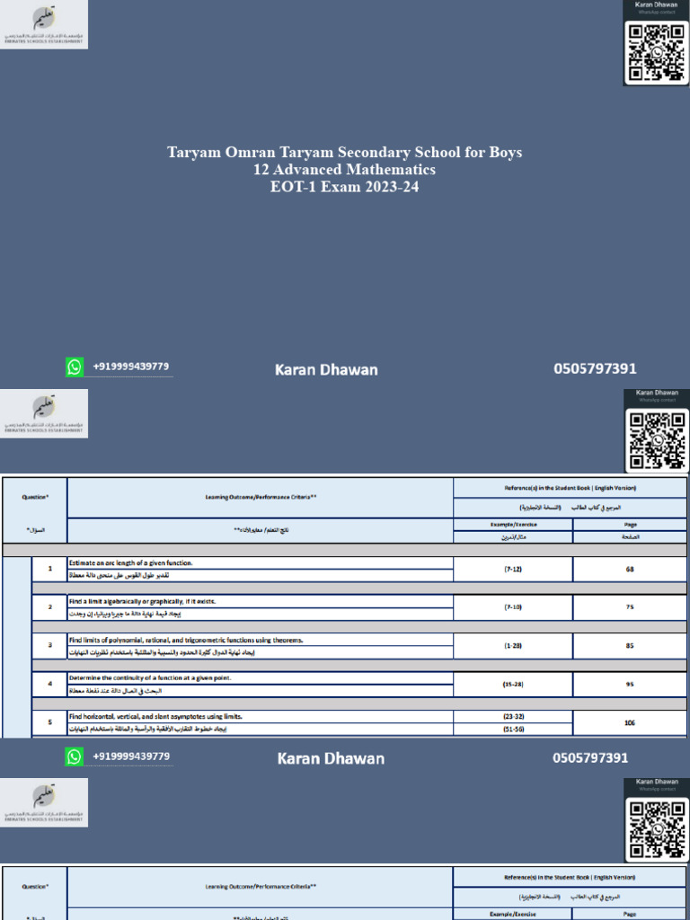 12adv Eot T1 2023-24 | PDF | Derivative | Function (Mathematics)