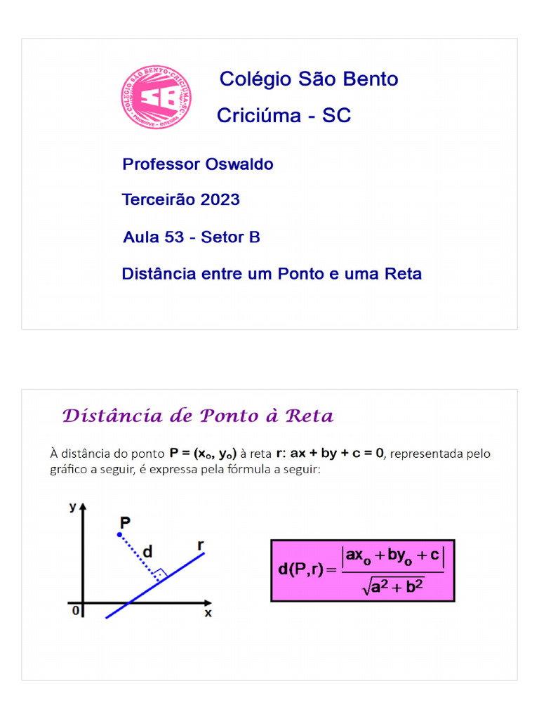 Distancia Entre Ponto e Uma Reta | PDF