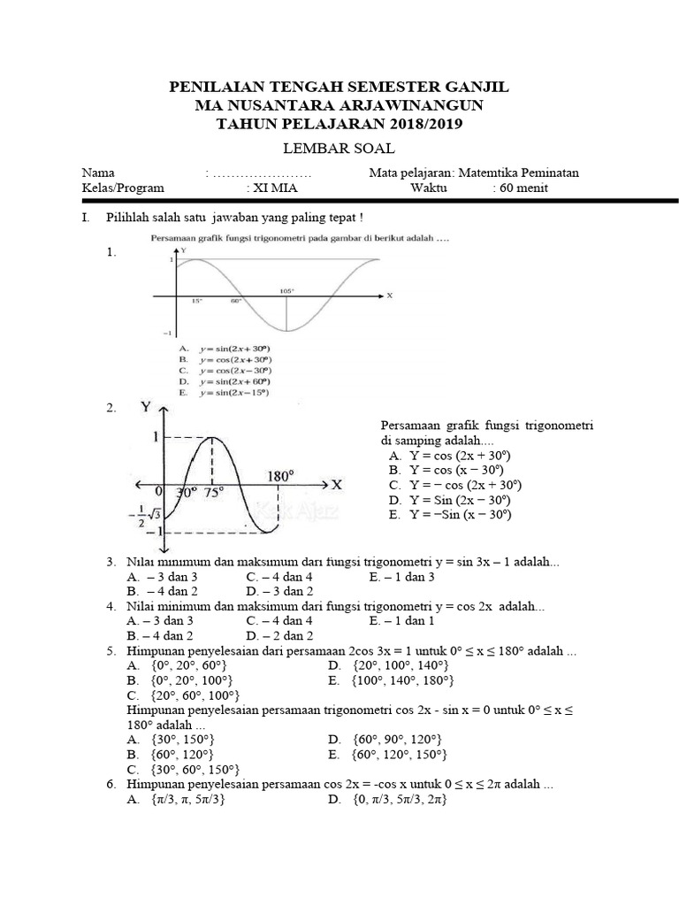 SOAL UTS MTK Peminatan XI Mia | PDF
