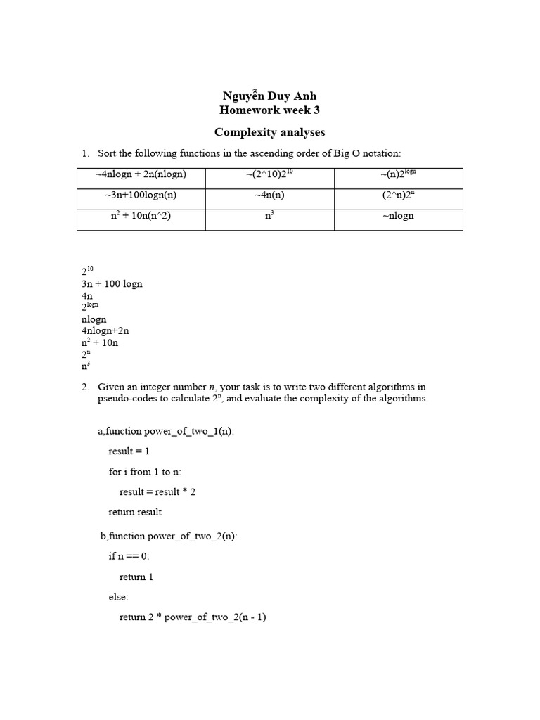 Homework Lecture3 Complexity | PDF | Queue (Abstract Data Type) | Cybernetics