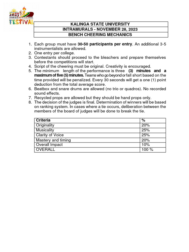 Bench Cheering Mechanics | PDF