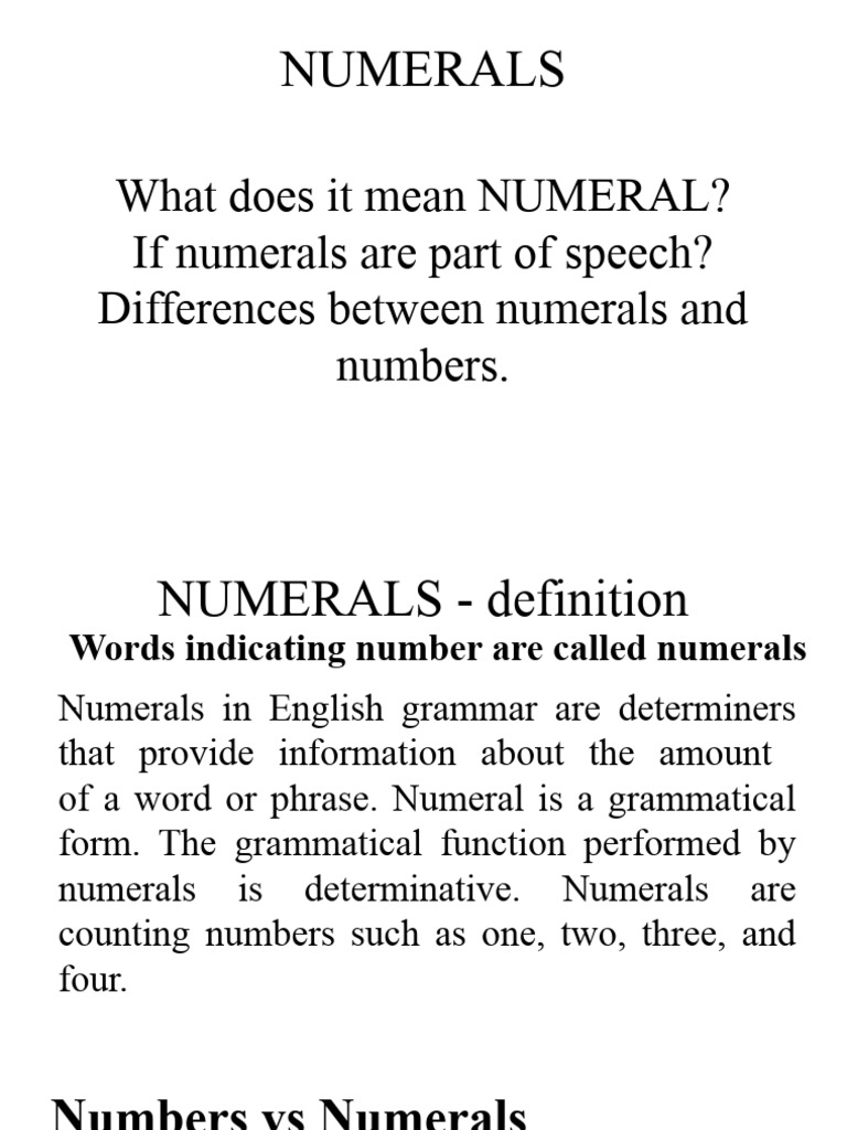 Numerals in English Grammar Explained | PDF | Language Arts & Discipline