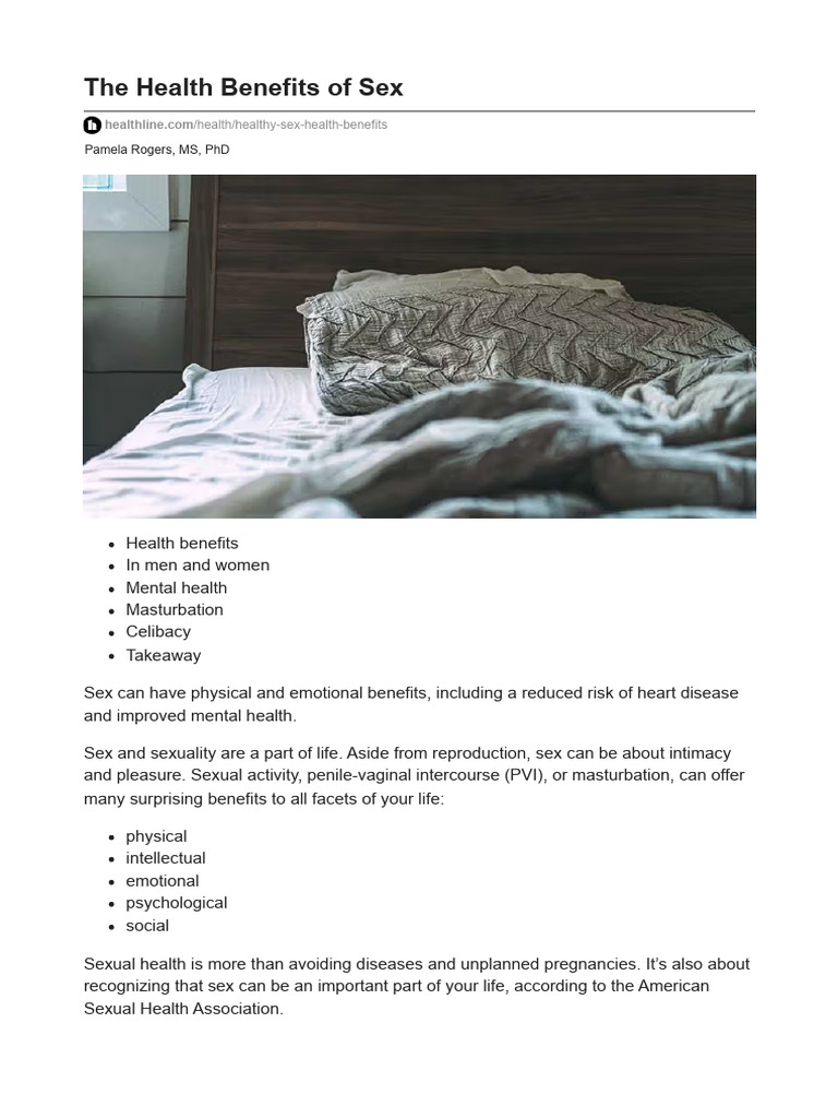 Health Benefits Of Sex Explained Pdf Human Sexual Activity Vagina