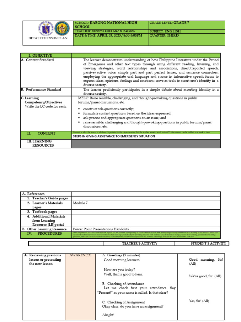 Lesson Plan 3 | Download Free PDF | Learning | Teachers