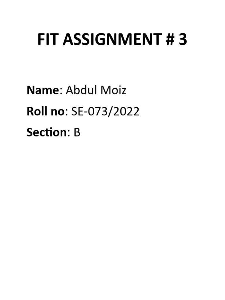 Fit Assignment No.3 | PDF | Central Processing Unit | Integrated Circuit