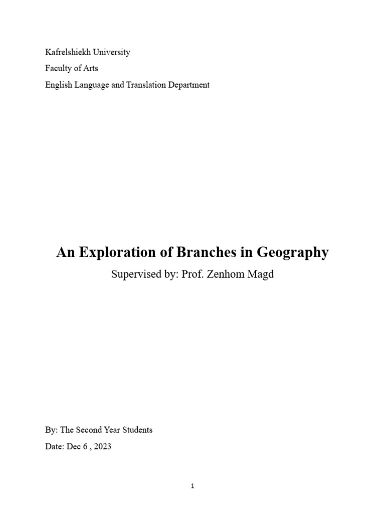 Geography Branches - Research | PDF | Geography | Geomorphology