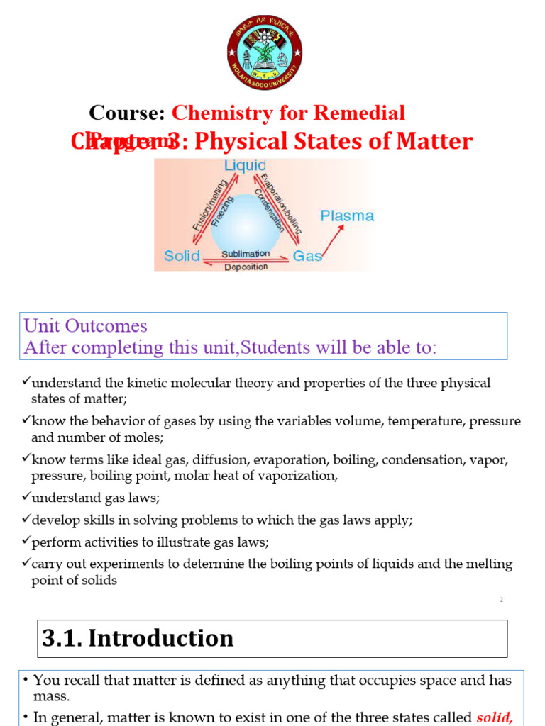 Unit 3 Chemistry Remedial | PDF | Gases | Liquids