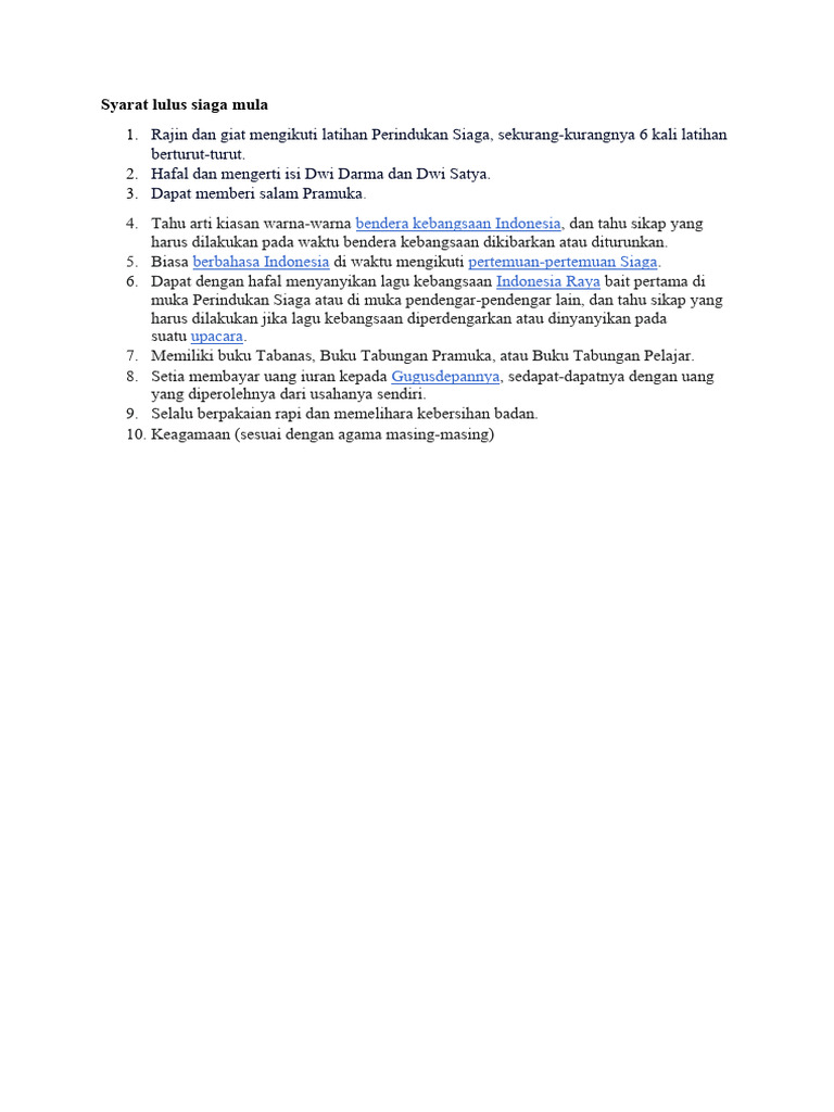 Syarat Lulus Siaga Mula | PDF