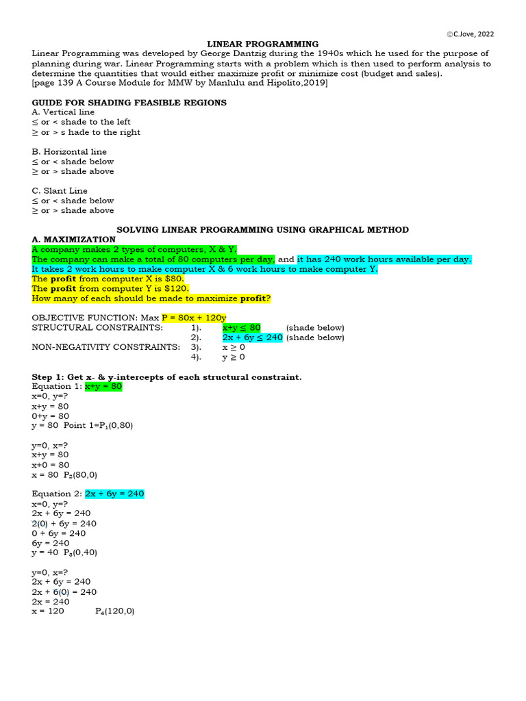Linear Programming Lecture | PDF