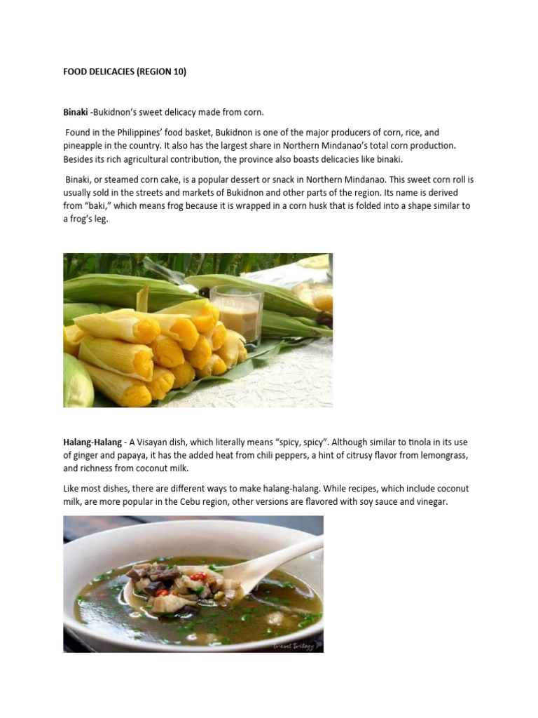 Bukidnon's Top Food Delicacies | PDF