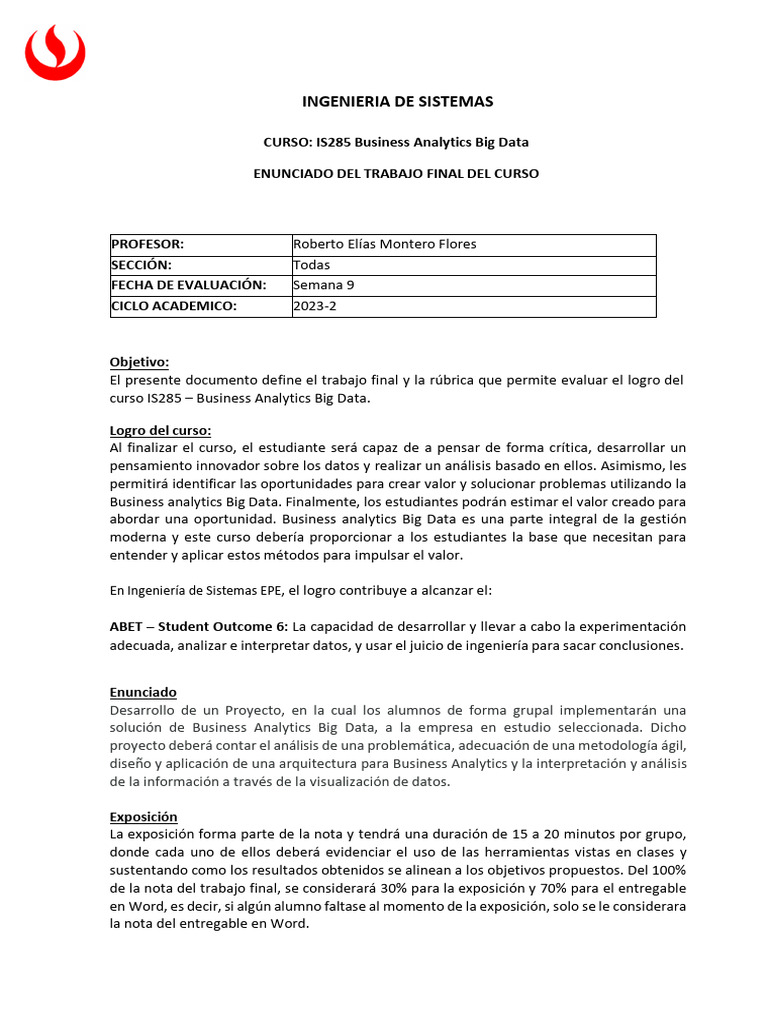 Trabajo Final IS285: Business Analytics | PDF | Big Data | Ingeniería ...