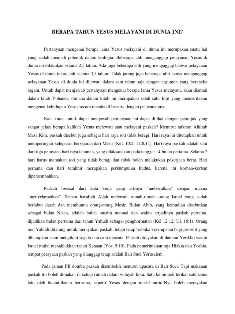 Durasi Pelayanan Yesus: 3,5 Tahun | PDF