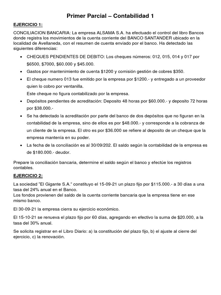 Primer parcial Contabilidad 1 (1) | PDF | Bancos | Contabilidad