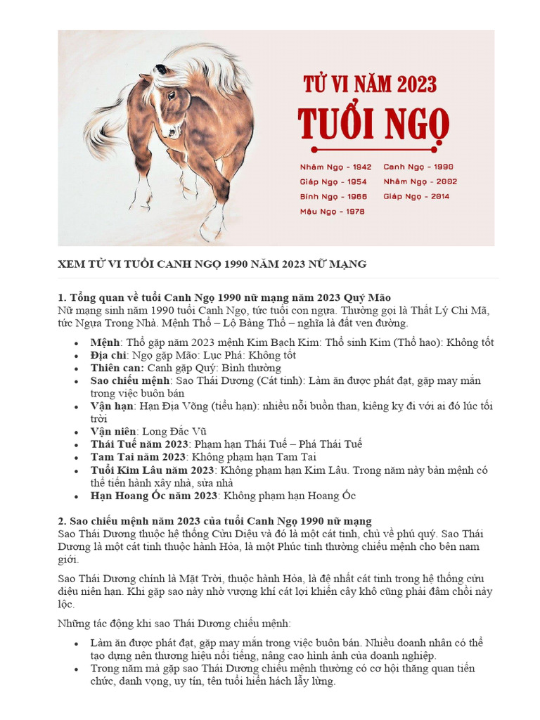 Tu VI Tuoi Ngua | PDF
