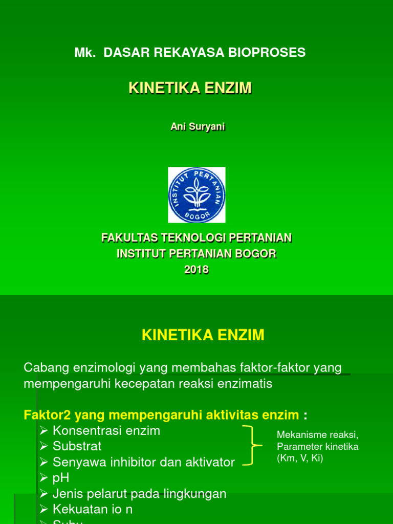 VII. KINETIKA ENZIM K1 Dan K2 2018 - Ani Suryani | PDF