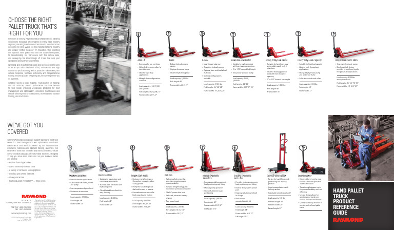 Raymond Hand Pallet Trucks Product Reference Guide | PDF | Pallet | Pump