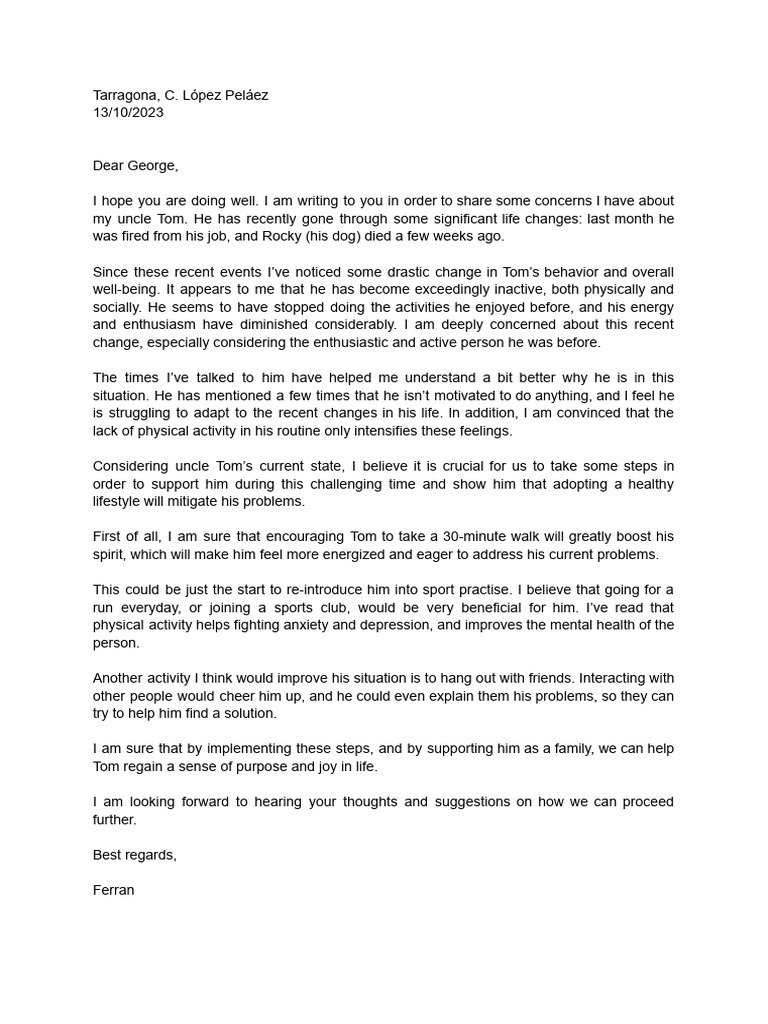 IB Writing A Personal Letter | PDF