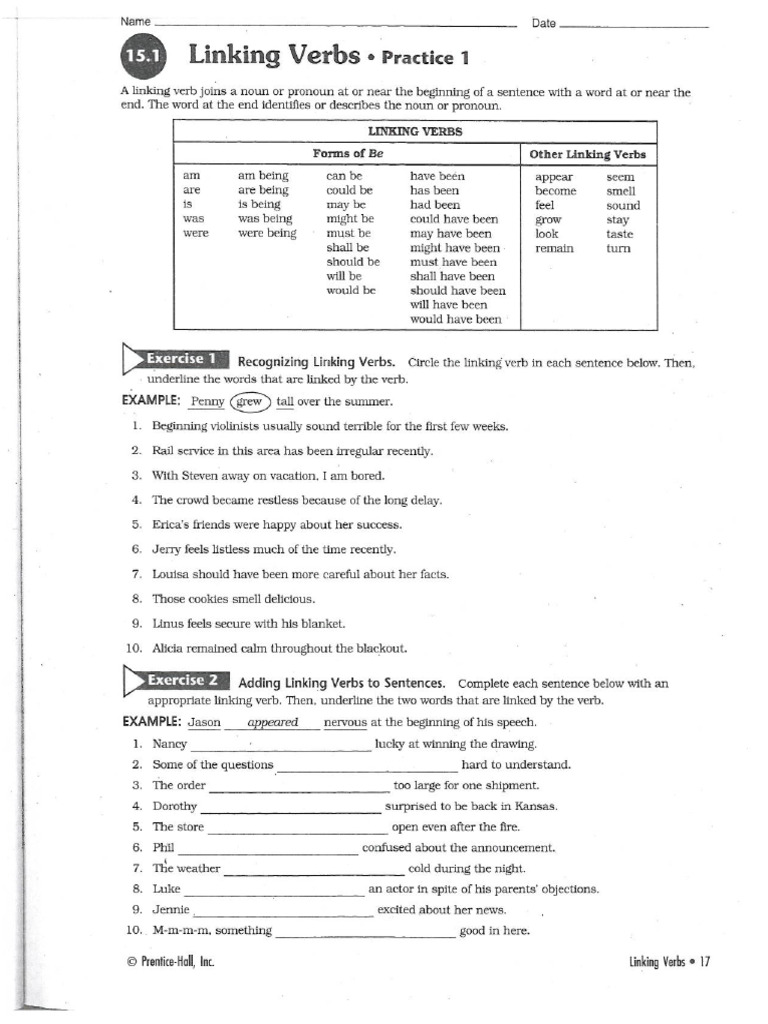 Linking Verbs | PDF