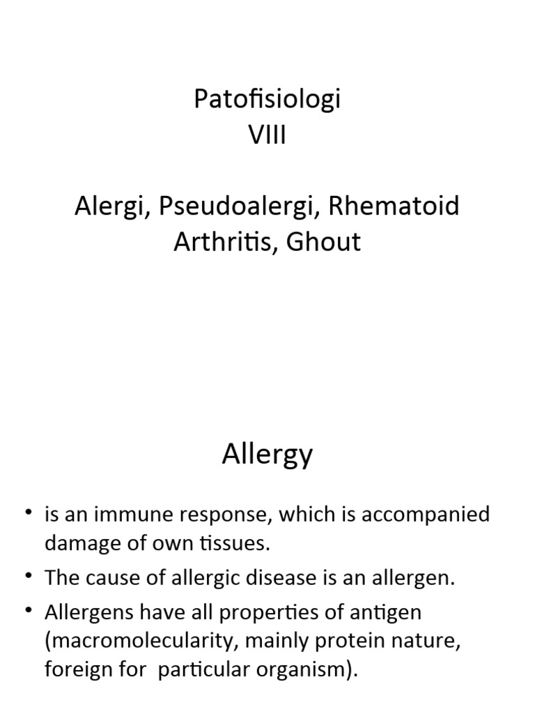 Allergy and Arthritis Pathophysiology | PDF | Allergy | Gout
