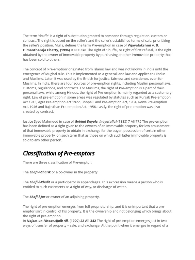 Pre Emption | PDF | Property | Easement