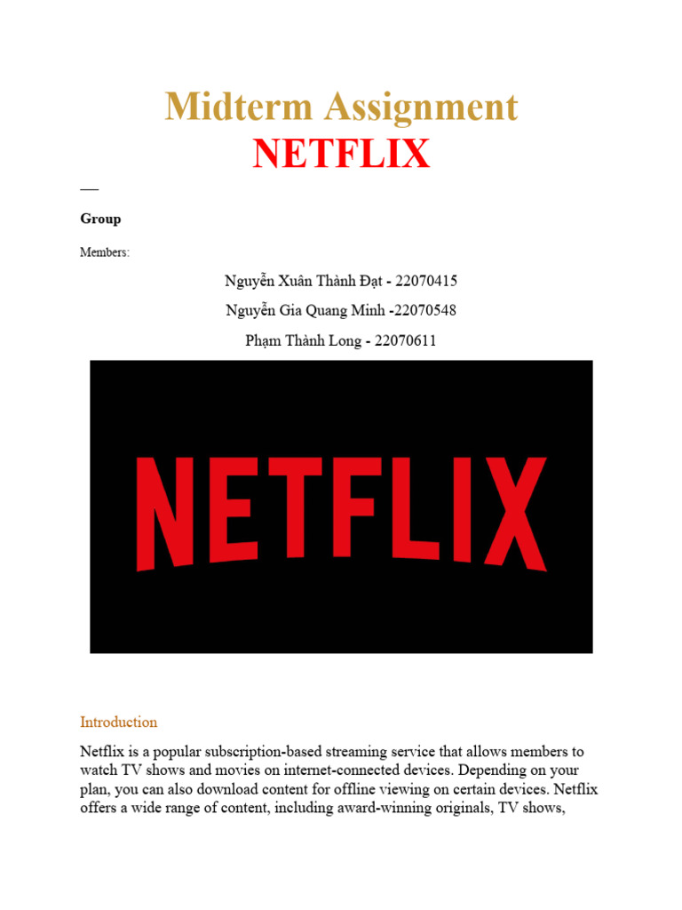 Midterm Assignment | PDF | Netflix | Streaming Media