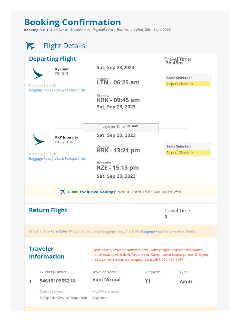 flight ticket0001 | PDF | Fee | Transport