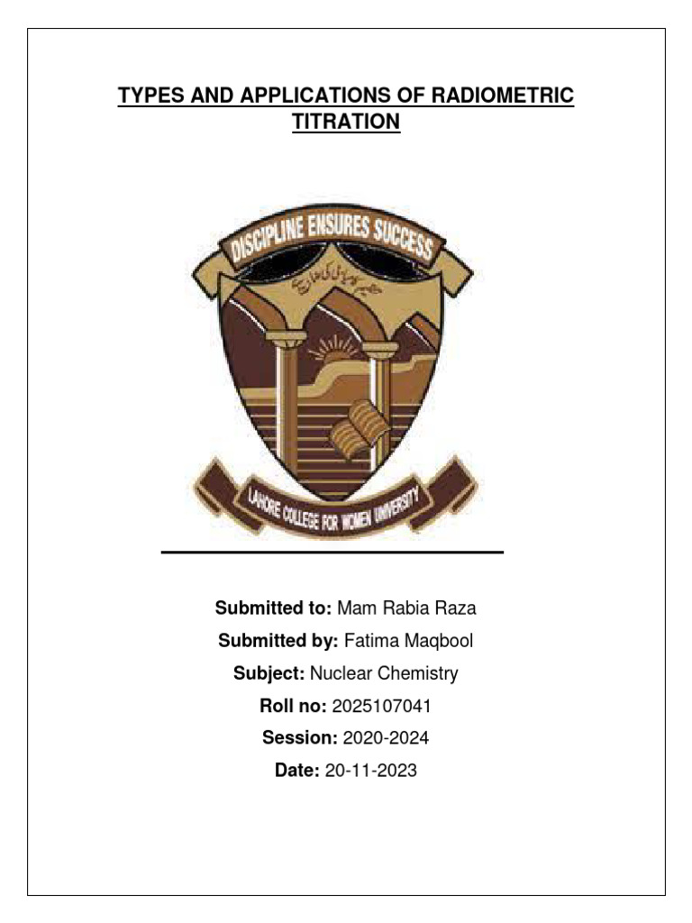 Radiometric Titration | PDF | Titration | Chemistry