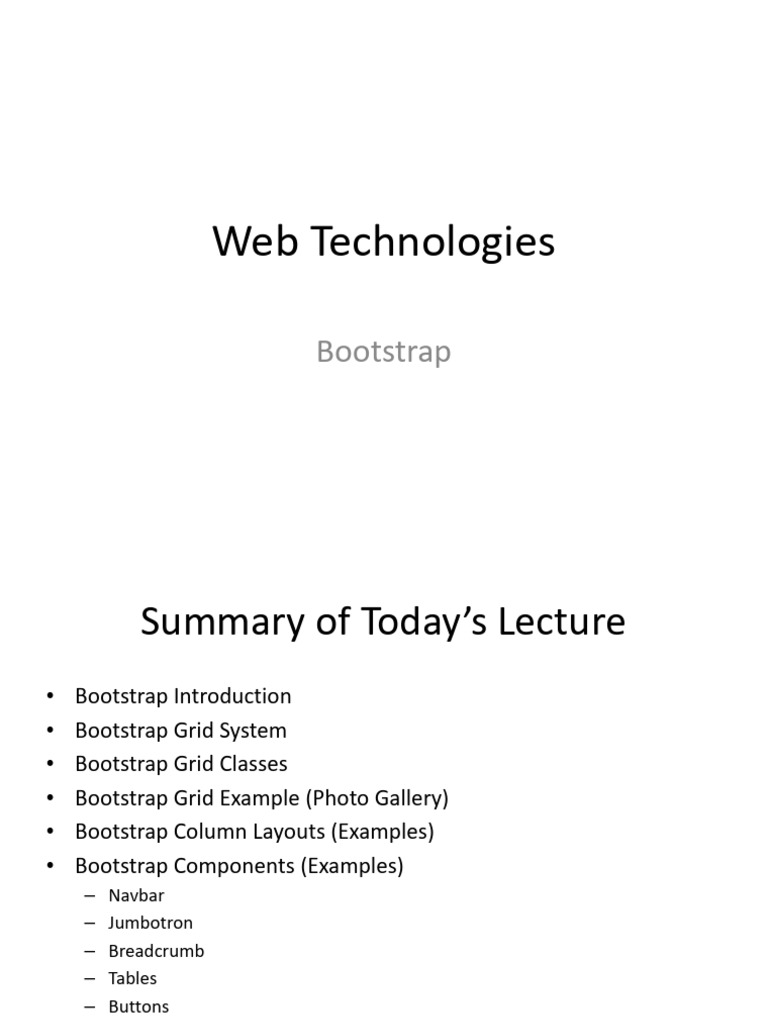 Lecture 8 Bootstrap Pdf Bootstrap Front End Framework Information Technology
