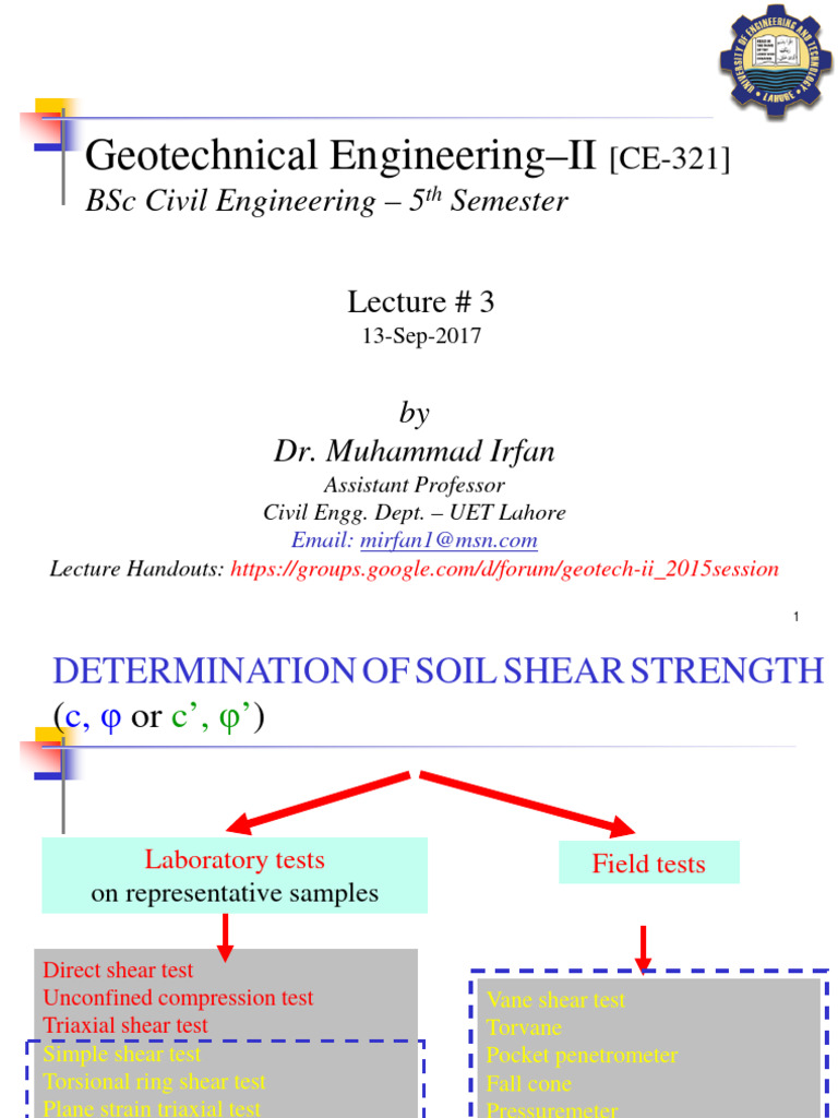 Lec #3 (Direct Shear Test) | PDF | Soil Mechanics | Mechanics