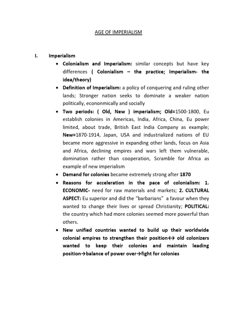 Age of Imperialism Outline | Download Free PDF | Imperialism | Empire