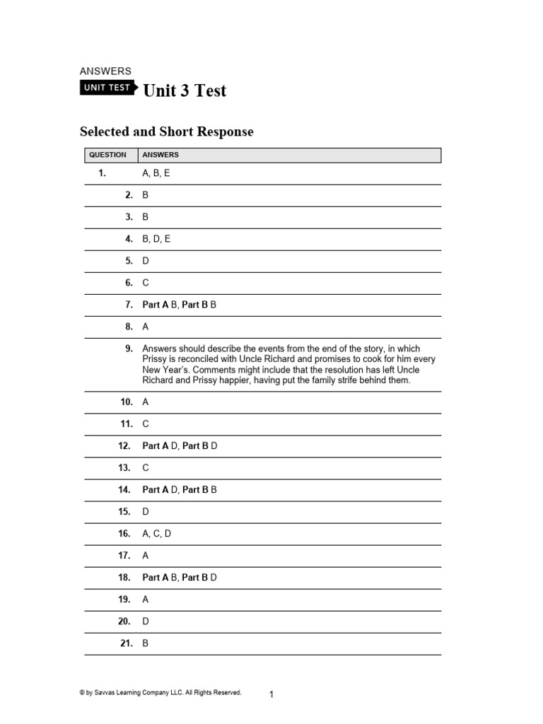 Unit 3 Test Answer Key | PDF | Grammar | Syntax