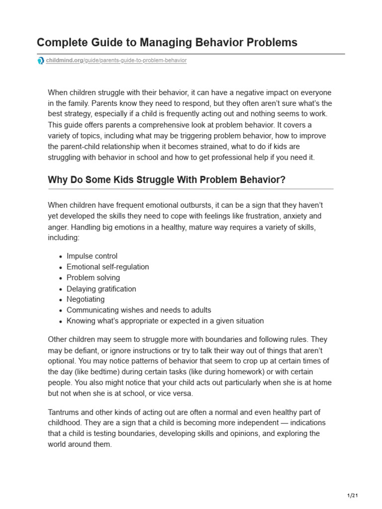 Managing Child Behavior Problems Guide | PDF | Attention Deficit ...