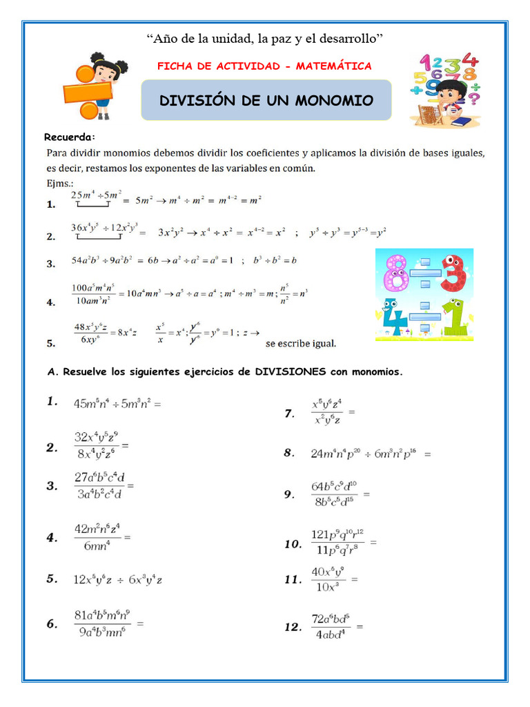 FICHA-MIERC-MAT-DIVISIÓN DE UN MONOMIO- | PDF FICHA-MIERC-MAT-DIVISIÓN DE UN MONOMIO- | PDF