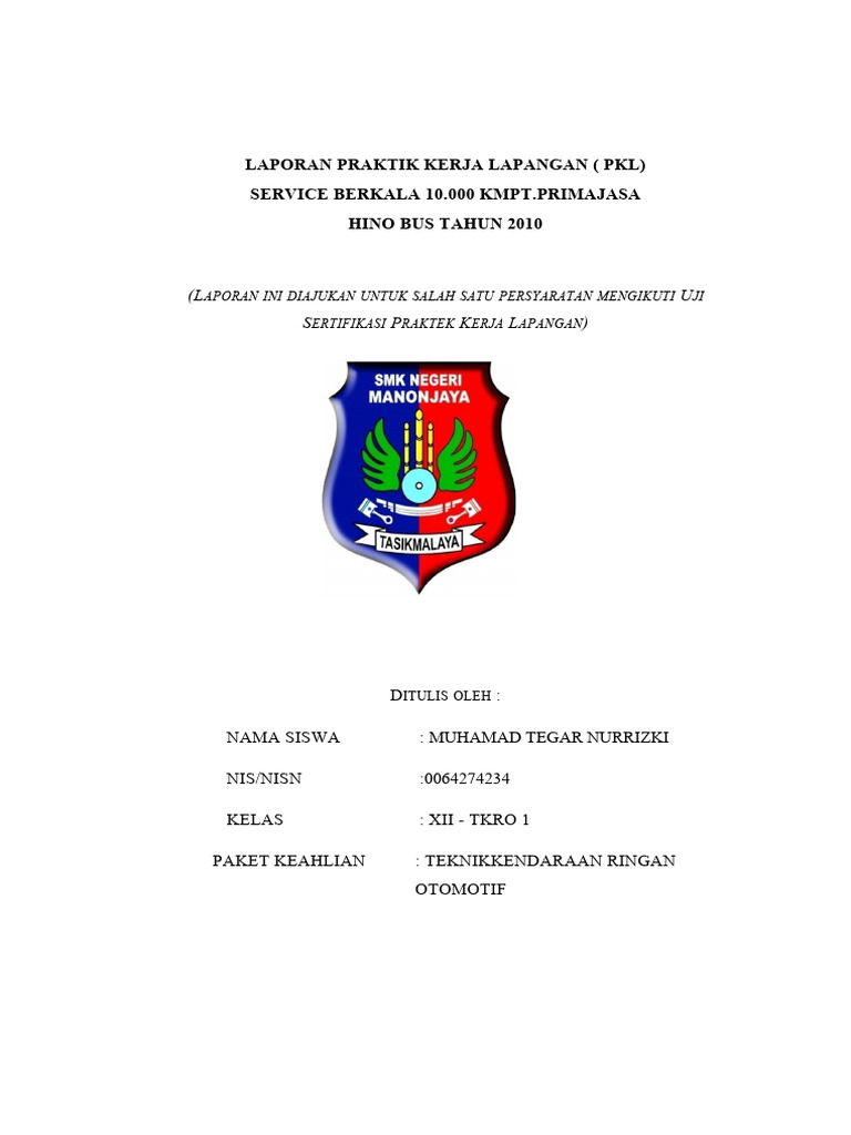 Laporan PKL: Service Berkala Hino Bus | PDF | Bisnis