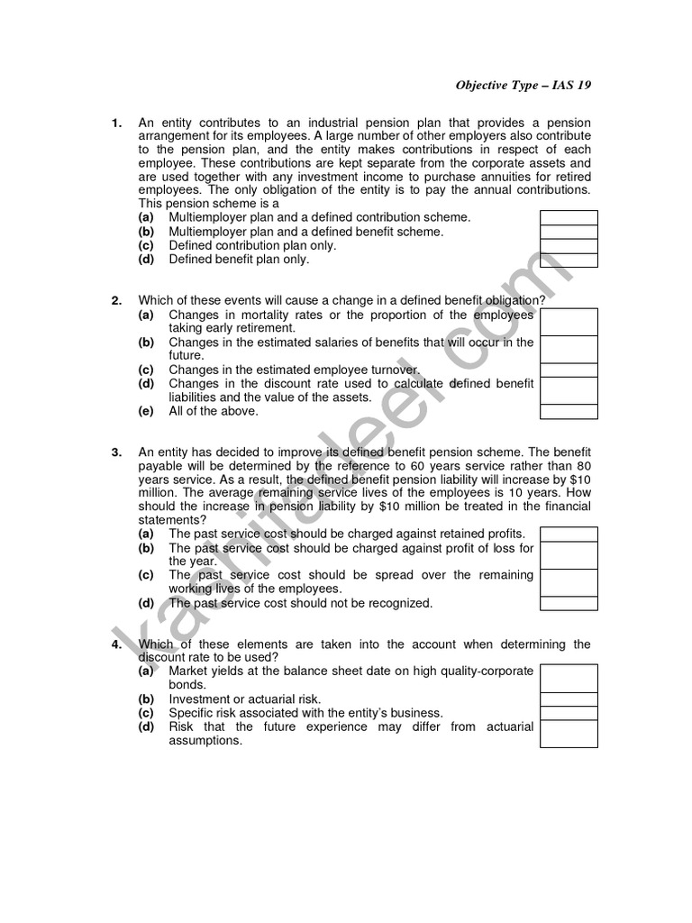 IAS 19 Pension Plan Exam Questions | PDF | Pension | Defined Benefit Pension Plan