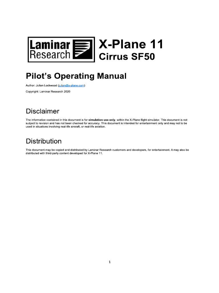 Manual Cirrus SF50 Xplane | PDF