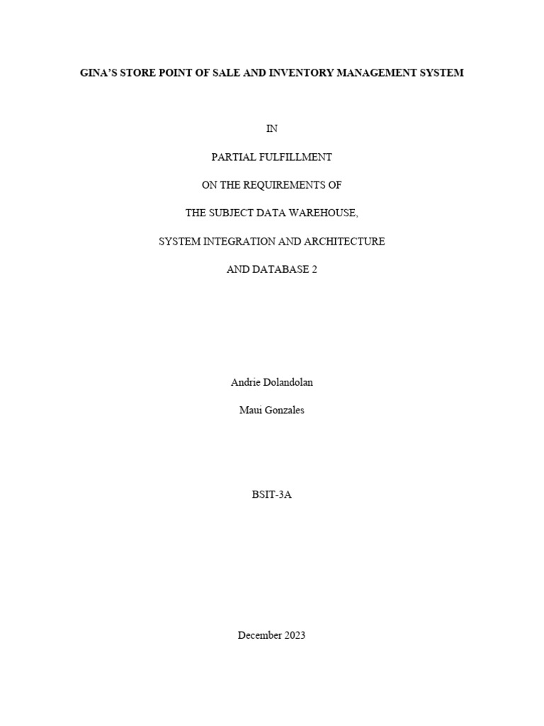 Gina's Store | PDF | Point Of Sale | Computing