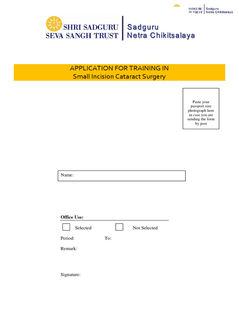 Application Form SICS Training | PDF