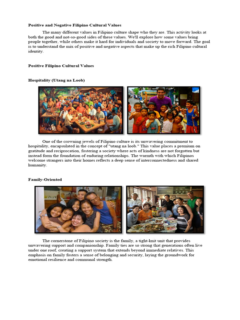 Positive and Negative Filipino Cultural Values | PDF | Social ...