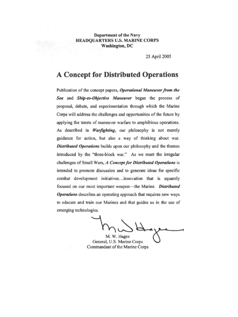 A Concept For Distributed Operations | PDF | Maneuver Warfare | United ...