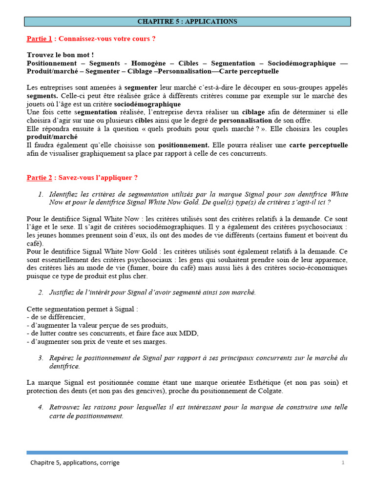 Ch5 Appl Corrig | PDF | Segmentation (marketing)